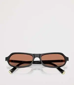 Miu Miu Irregular Oval Sunglasses With Logo Accents