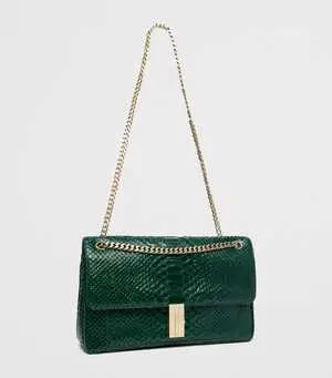 TOM FORD Laminated Leather Shoulder Bag - Green