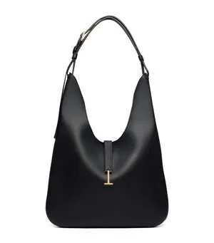TOM FORD Large Leather Shoulder Bag With Gold Tone Hardware