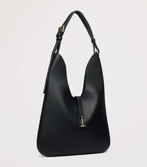 TOM FORD Large Leather Shoulder Bag With Gold Tone Hardware