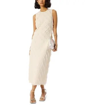 Whistles Diagonal Fringe Dress Exclusive - Ivory
