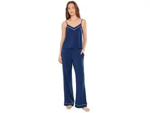 Eberjey Gisele V-neck Cami Pants Pajama Sets Ivory/navy - Blue