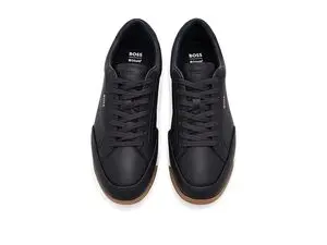 BOSS Nitan Leather Low Profile Sneakers Shoes Dark