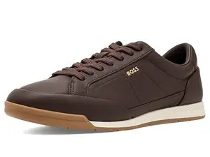 BOSS Nitan Leather Low Top Sneakers - Brown
