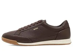 BOSS Nitan Leather Low Top Sneakers - Brown
