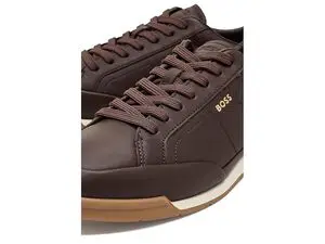BOSS Nitan Leather Low Top Sneakers - Brown
