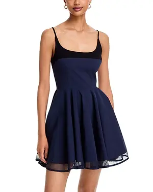 Aqua Rib Trim Mini Dress - Navy/black