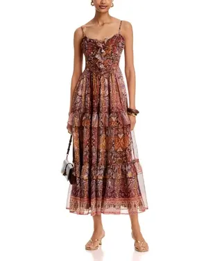Aqua Paisley Border Midi Dress Exclusive