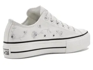 CONVERSE Chuck Taylor All Star Lift Platform Sequin Flowers Low Top Sneakers - White