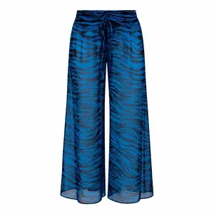 CHIARELLA Blue / Black Oasis Summer Trousers – Blue Zebra Print - Blue/black
