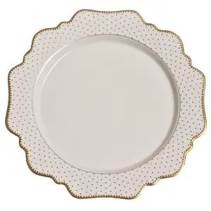 ANNA WEATHERLEY Simply Anna Antique Polka With Gold Dinner Plate - White