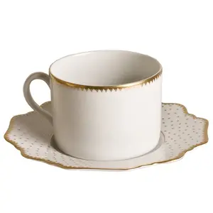 ANNA WEATHERLEY Simply Anna Antique Polka With Gold Saucer - White