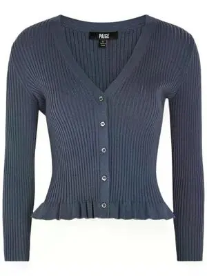 Paige Royce Ribbed Ruffled Cardigan