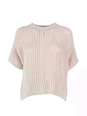 Antonelli Firenze Sequin-embellished Open-knit Sweater - Neutrals