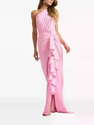Tadashi Shoji One-shoulder Gown With Ruffled Detailing - Pink