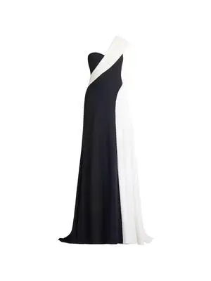 Tadashi Shoji Belman One-shoulder Draped Gown Dress - Black