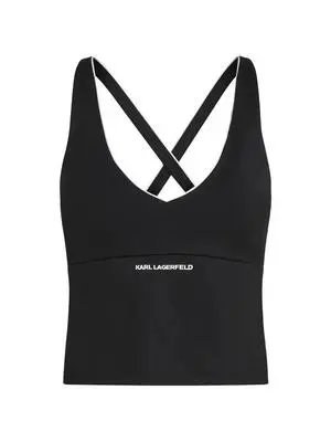 Karl Lagerfeld Athleisure Tank Top With Contrast Piping - Black