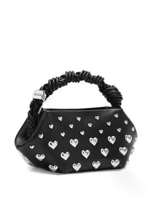GANNI Mini Bou Tote Bag With Heart Studs - Black