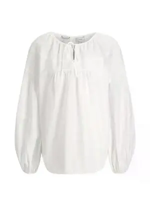 Vince Shirred Long-sleeve Blouse - White