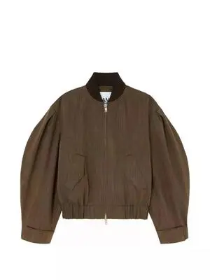 GANNI Wool Melange Bomber Jacket - Brown