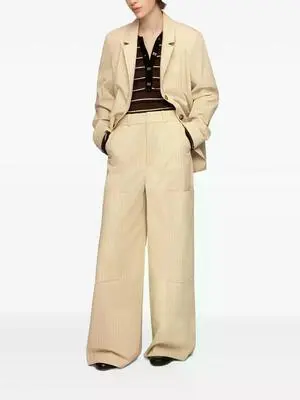 GANNI Pinstriped Patch-pocket Trousers - Neutrals
