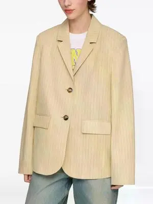 GANNI Pinstriped Blazer - Neutrals