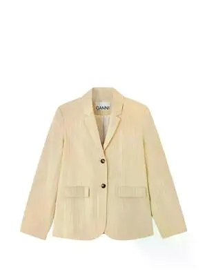 GANNI Pinstriped Blazer - Neutrals