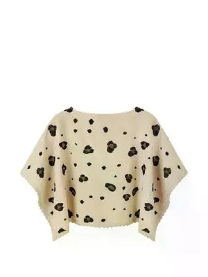 ORSINA Animalier Print Lace Trim Top