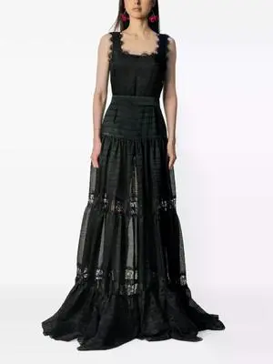 MIAU BY CLARA ROTESCU Lace-trim Maxi Dress - Black