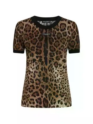 Dolce & Gabbana Leo-print Jersey T-shirt - Neutrals