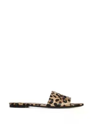 Dolce & Gabbana Leo-print Calfskin Flat Slides - Neutrals