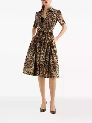 Dolce & Gabbana Leo-print Poplin Shirt Dress - Neutrals