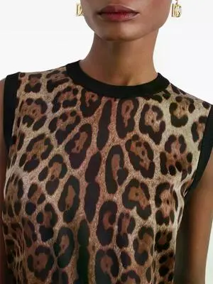 Dolce & Gabbana Leo-print Wool Crewneck Top