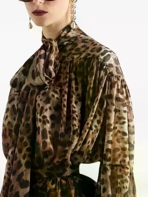 Dolce & Gabbana Leo-print Silk Chiffon Shirt