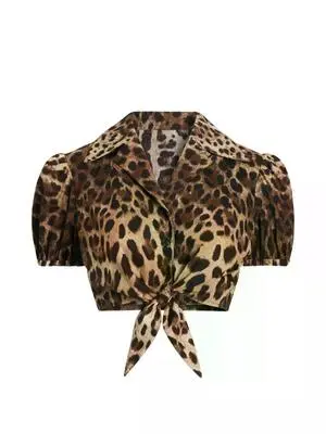 Dolce & Gabbana Leo-print Poplin Shirt - Neutrals