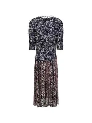 Rixo Meg Leopard And Polka Dot Midi Dress