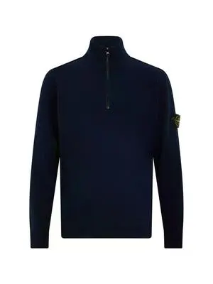 Stone Island Logo-patch Half-zip Sweater - Blue