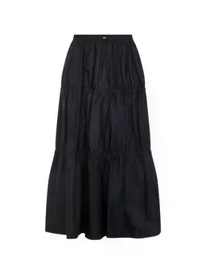 Moncler Tiered Drawstring Midi Skirt - Black