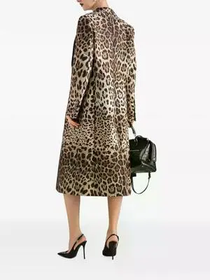 Dolce & Gabbana Leo-print Brocade Single-breasted Coat With Jewel Buttons