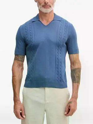 BENETTON Cable-knit V-neck Polo Shirt