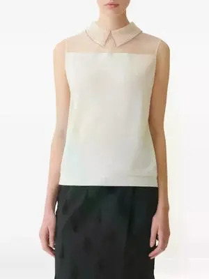 Fabiana Filippi Sleeveless Lace-collar Mesh Blouse