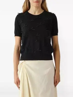 MEIMEIJ Bow-embellished Short-sleeve Top