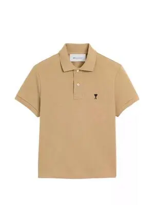 AMI Paris Cotton Polo Shirt With De Coeur Embroidery