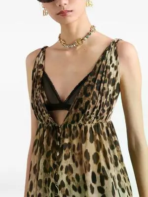 Dolce & Gabbana Leo-print Stretch Sheer Dress