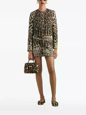 Dolce & Gabbana Leo-print Brocade Single-breasted Jacket With Jewel Buttons