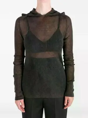 Rick Owens Ribbed-knit Hoodie - Grey