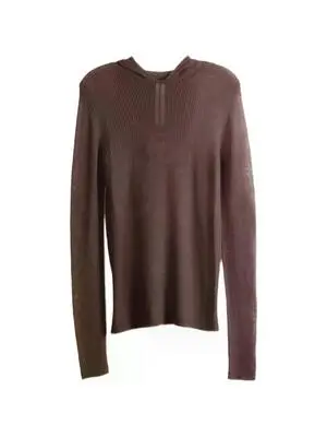 Rick Owens Ribbed Knit Sheer Hoodie - Grey