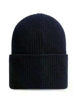 Moncler Logo-patch Ribbed-knit Beanie Hat - Blue