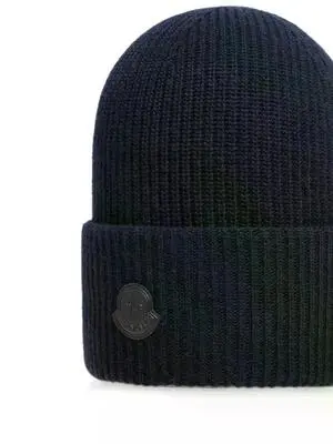Moncler Logo-patch Ribbed-knit Beanie Hat