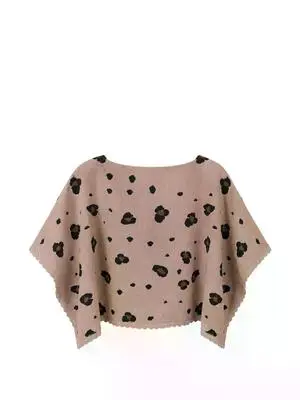 ORSINA Leopard-print Lace-trim Top